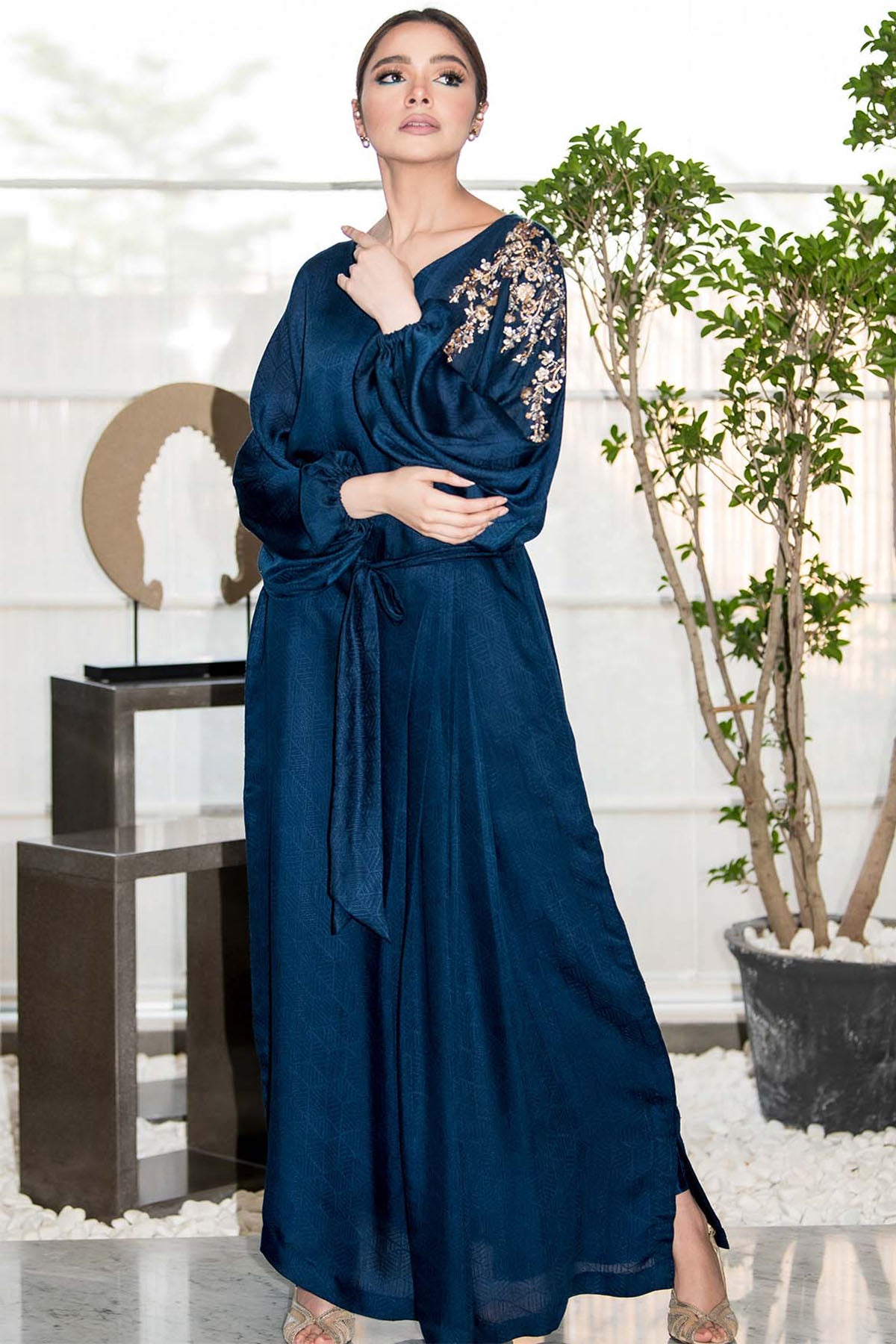 0051-Navy-Mist Hand Embellished Silk Stitched – Motifz