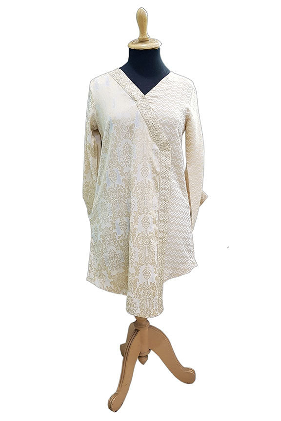 1070-Gold Large Embroidered Jamavar Stitched – Motifz